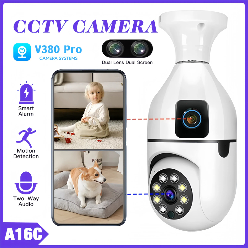 CAMVIEW CCTV Dual Lens V380 360 Panoramic Pro Two-Way Audio Night ...