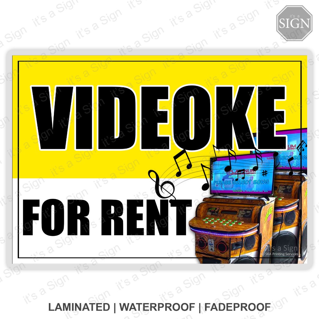 Videoke for Rent Karaoke Store Sign - Laminated Signage - A4/A3 Size ...