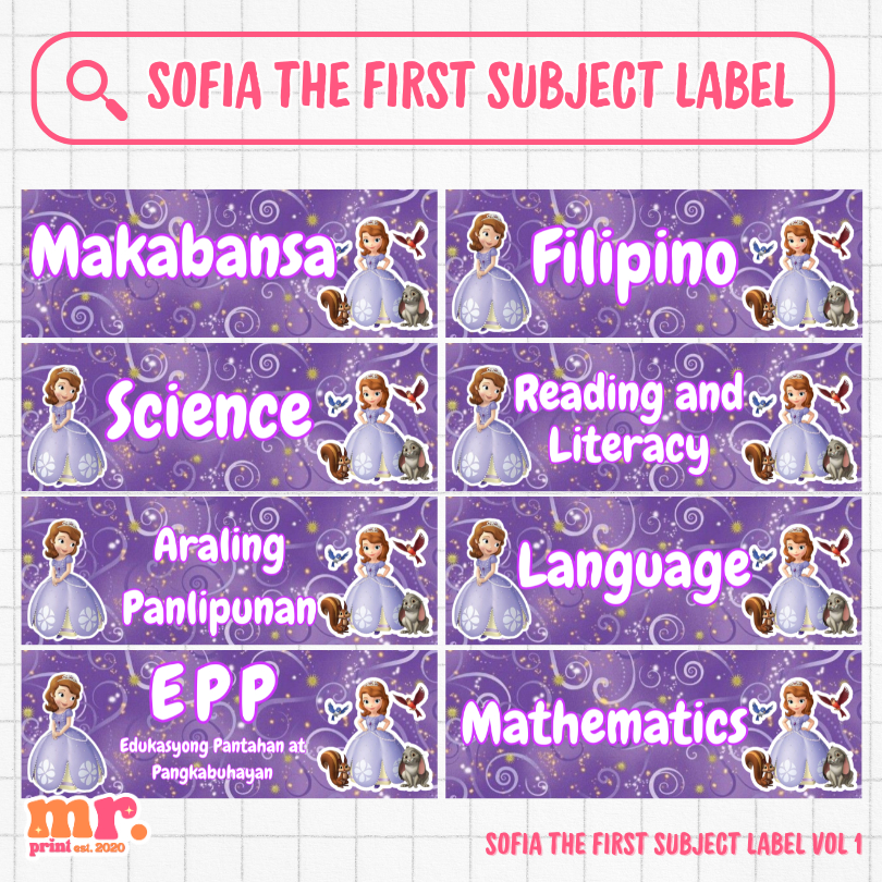 SOFIA THE FIRST SUBJECT STICKER LABEL VOL 1| CUTE WATERPROOF STICKERS ...