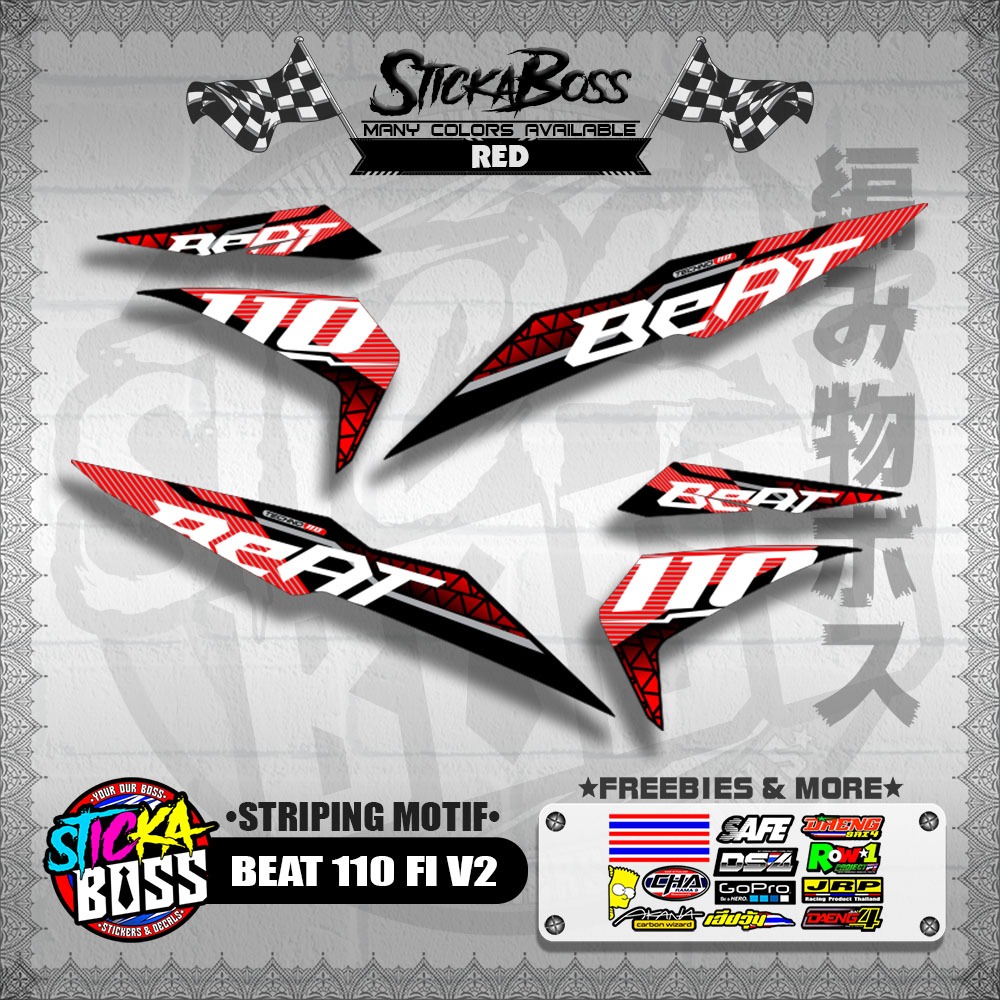 BEAT 110 FI V2 DECALS ( STRIPING MOTIF ) [ PREMIUM GLOSSY LAMINATED ...