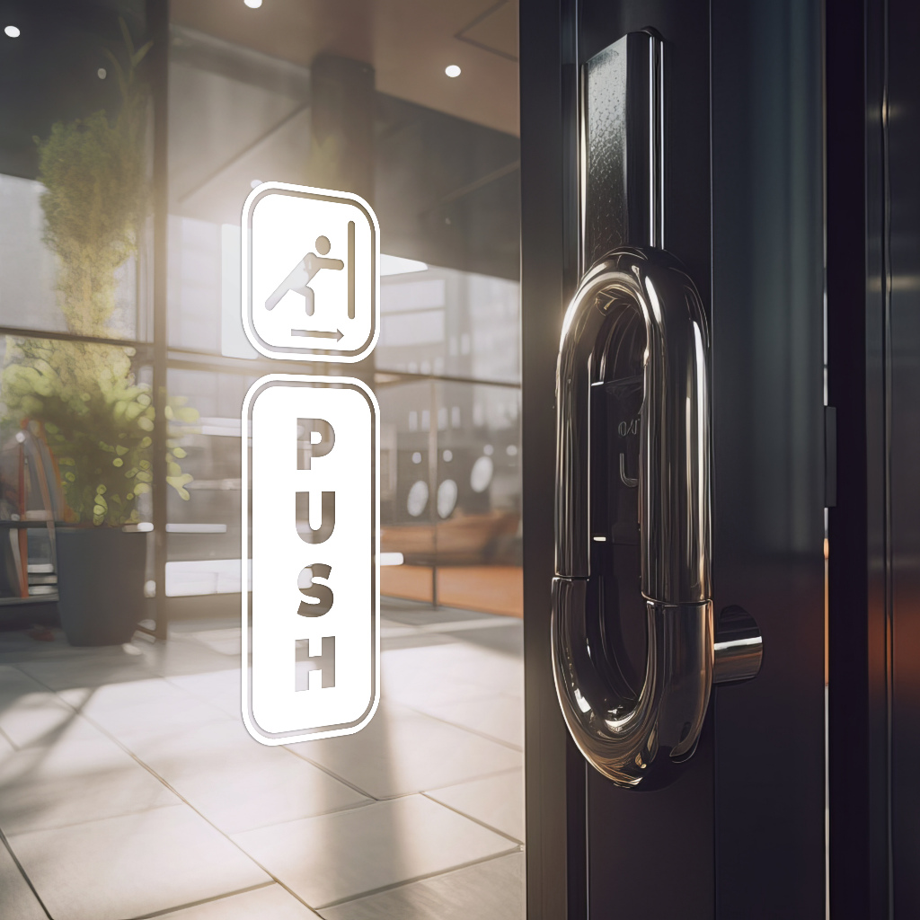Glass Door Sticker Push Pull (PAIR) Door | Sticker Signage l Vinyl ...