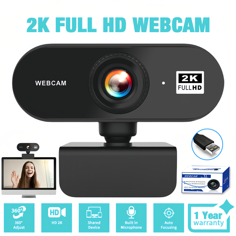 2K/1080P/720P Full HD Webcam Built-inMicrophone for PC & Laptop High ...