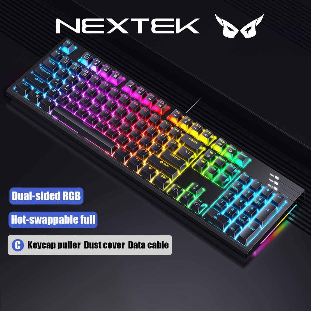 NEXTEK Mechanical keyboard 104 wired gaming computer esports RGB full ...