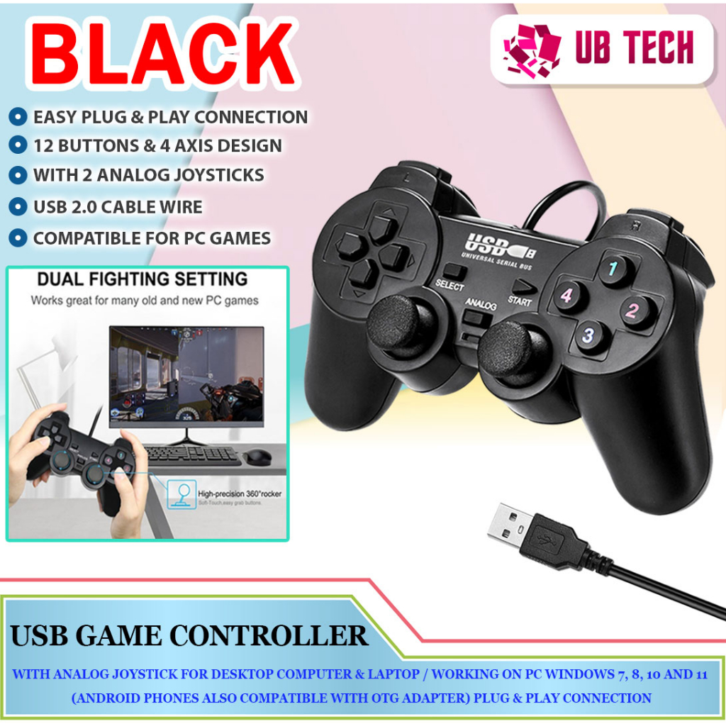 Wired USB Game Controller with Analog Joystick for Desktop Computer ...