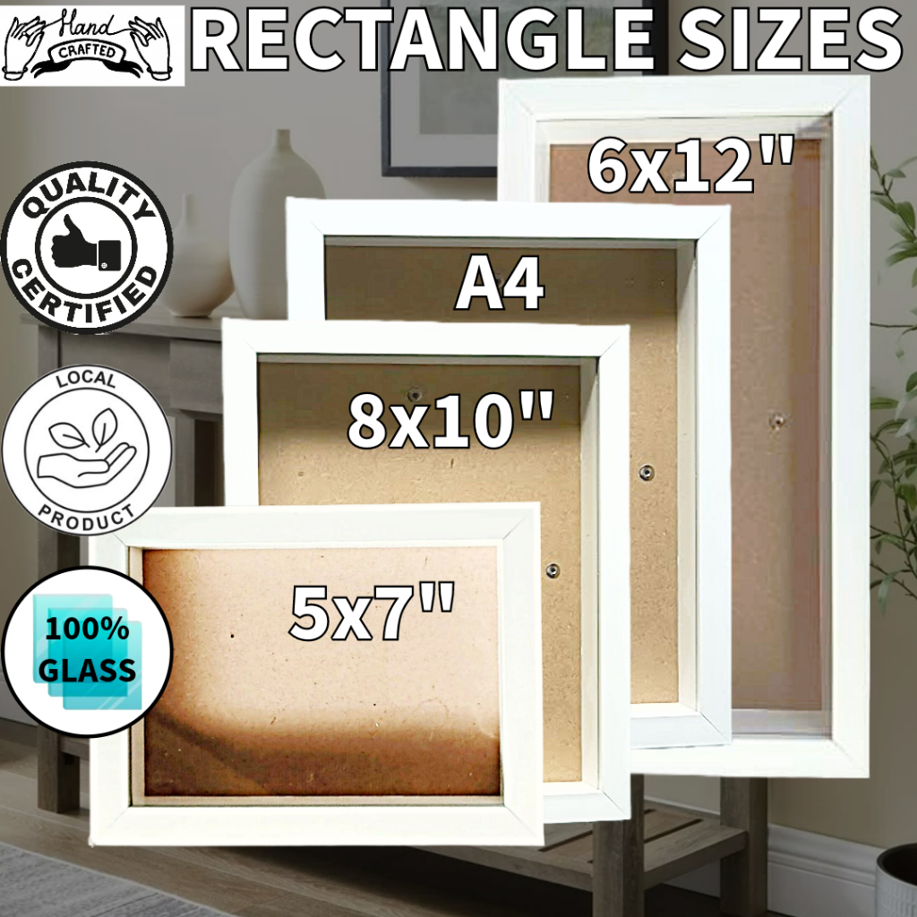 RECTANGLE SIZES Shadow Box Frame Hollow Transparent GLASS Art Box ...