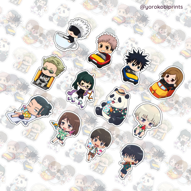 Jujutsu Kaisen Chibi Waterproof Laminated Vinyl Stickers For