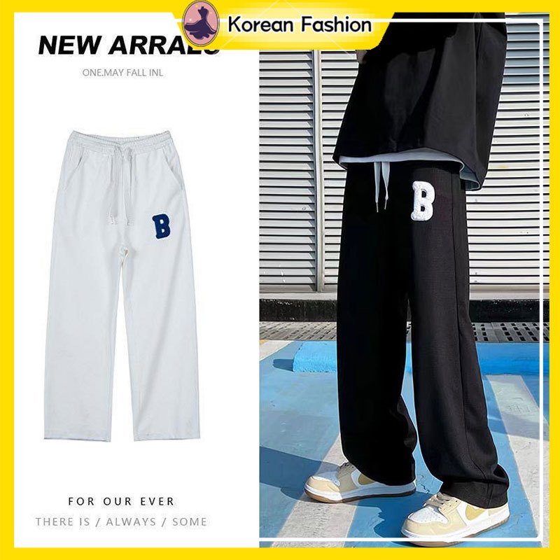 Slocks Pants Loose Straight Cut Pants Korean Sweatpant Wide Leg Baggy ...