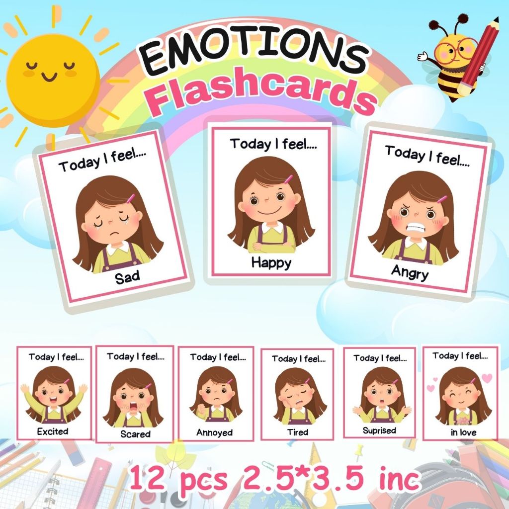 EMOTIONS FULLY LAMINATED EDUCATIONAL FLASHCARDS | Shopee Singapore