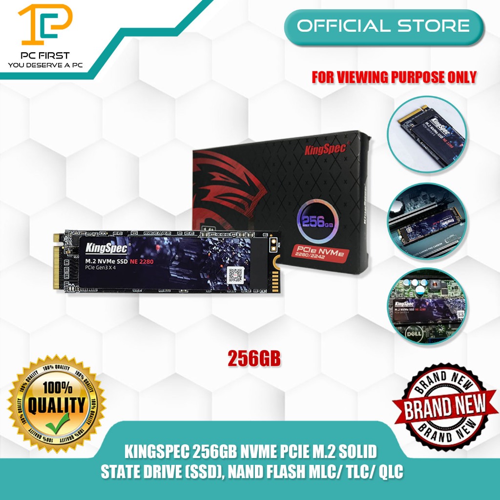KINGSPEC 256GB NVME PCIE M.2 SOLID STATE DRIVE (SSD), NAND FLASH MLC ...
