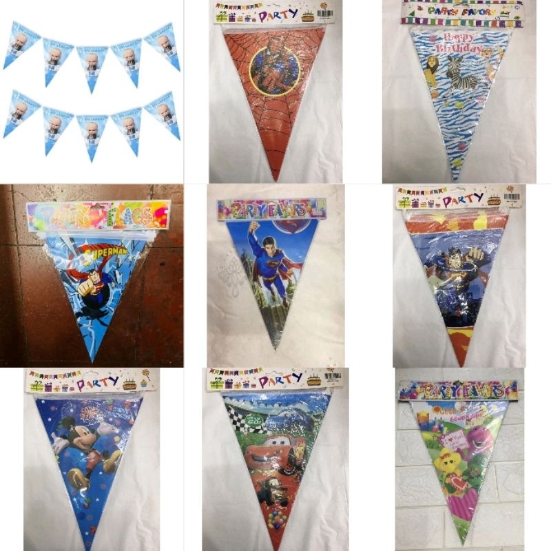 Character Banderitas Flags Spiderman Superman Mickey Mouse Safari Cars ...