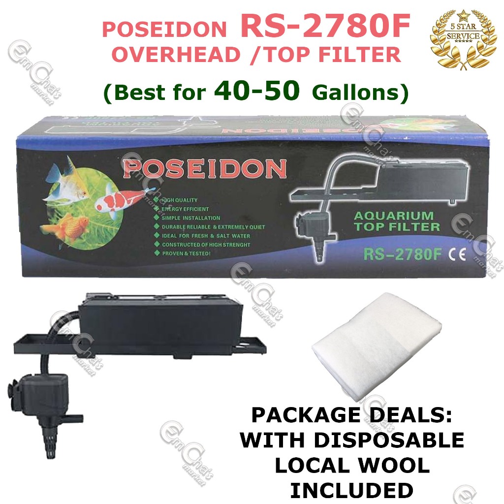 PACKAGE Poseidon RS-2780F Top Filter w/ DISPOSABLE WOOL For 40-50Gal ...