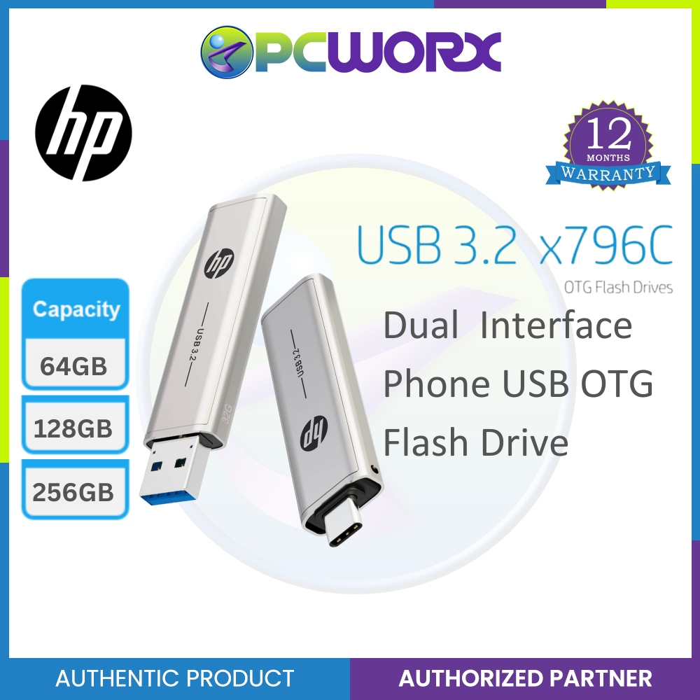 HP x796C OTG USB 3.2 Flash Drive | Up to 100MB/s read | Type A & Type C ...
