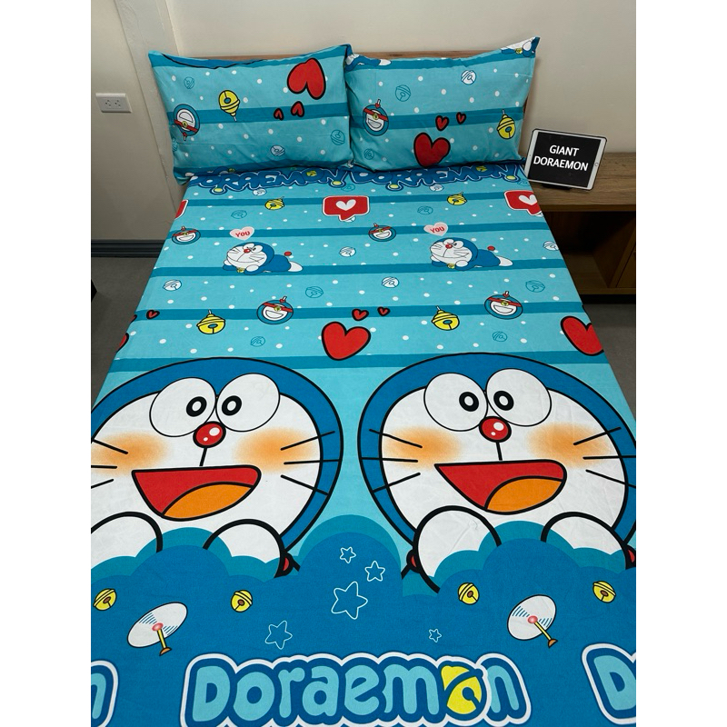 GIANT DORAEMON (Fully Garterized Bedsheet with 2 Pillowcase) 100% ...