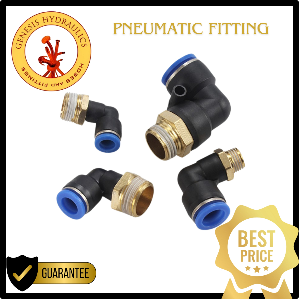 PL 90 Elbow Male Thread Inner Push Air Pneumatic Fitting 14MM 16MM ...