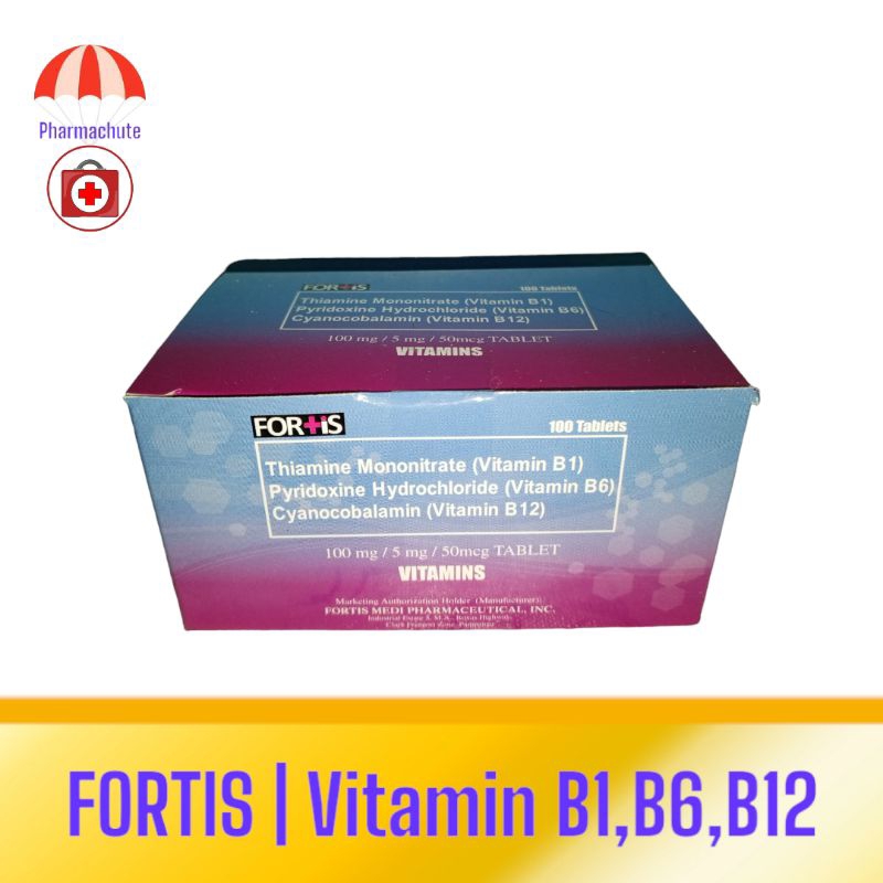 FORTIS | Vitamin B1,B6,B12 100mg/5mg/50mcg | 100Tablets | Shopee Singapore
