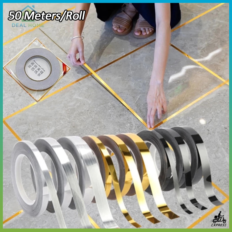 50M/Roll Floor Tile Gap Tape Wall Tile Strip Seam Sticker Copper Foil ...