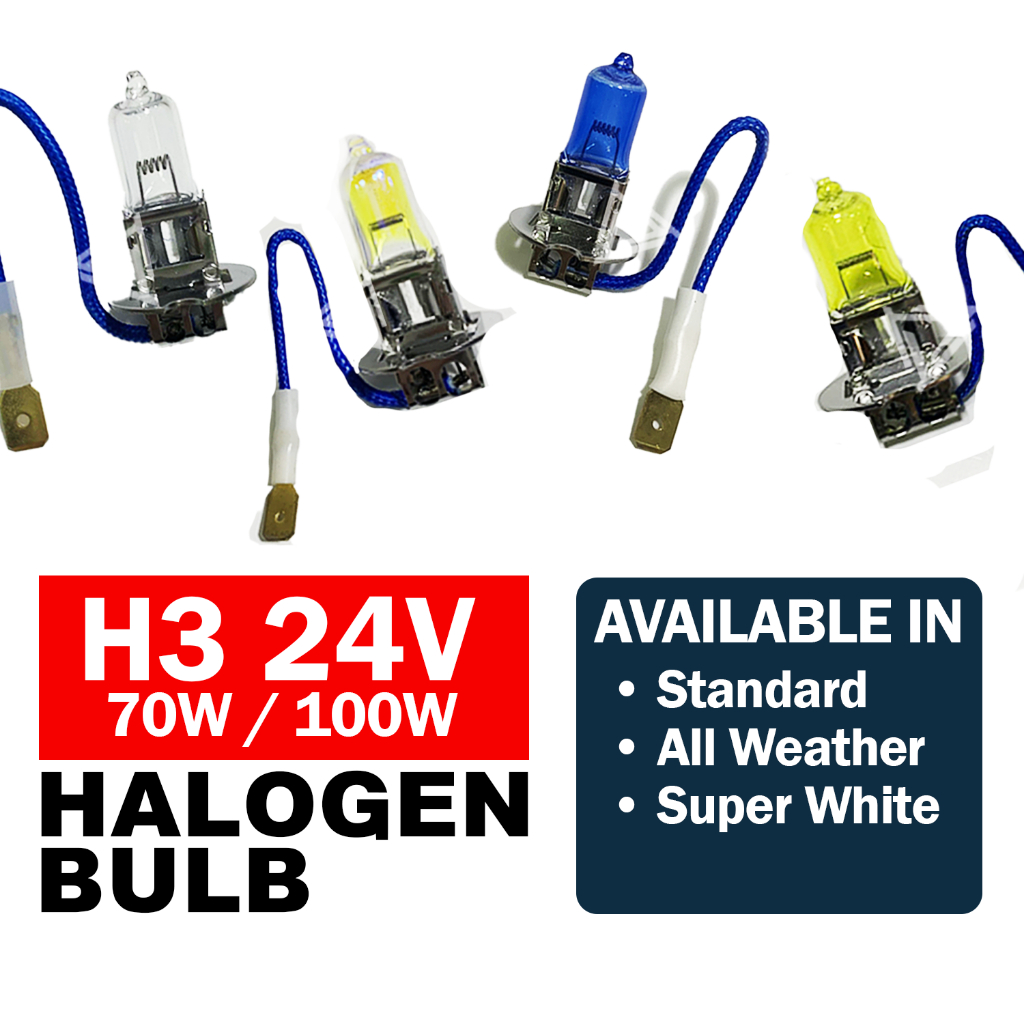 H3 Halogen Bulb 24V [ 70W / 100W] (All Weather / Super White / Pure ...