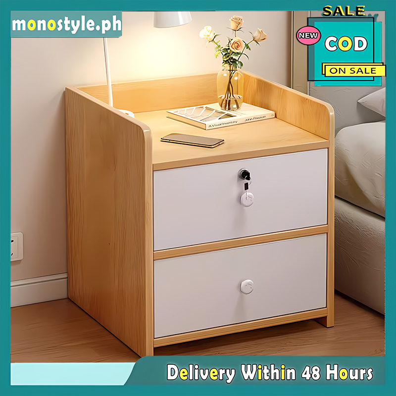 MONOSTYLE Bedside Table with Lock Minimalist Modern Storage Cabinet for ...