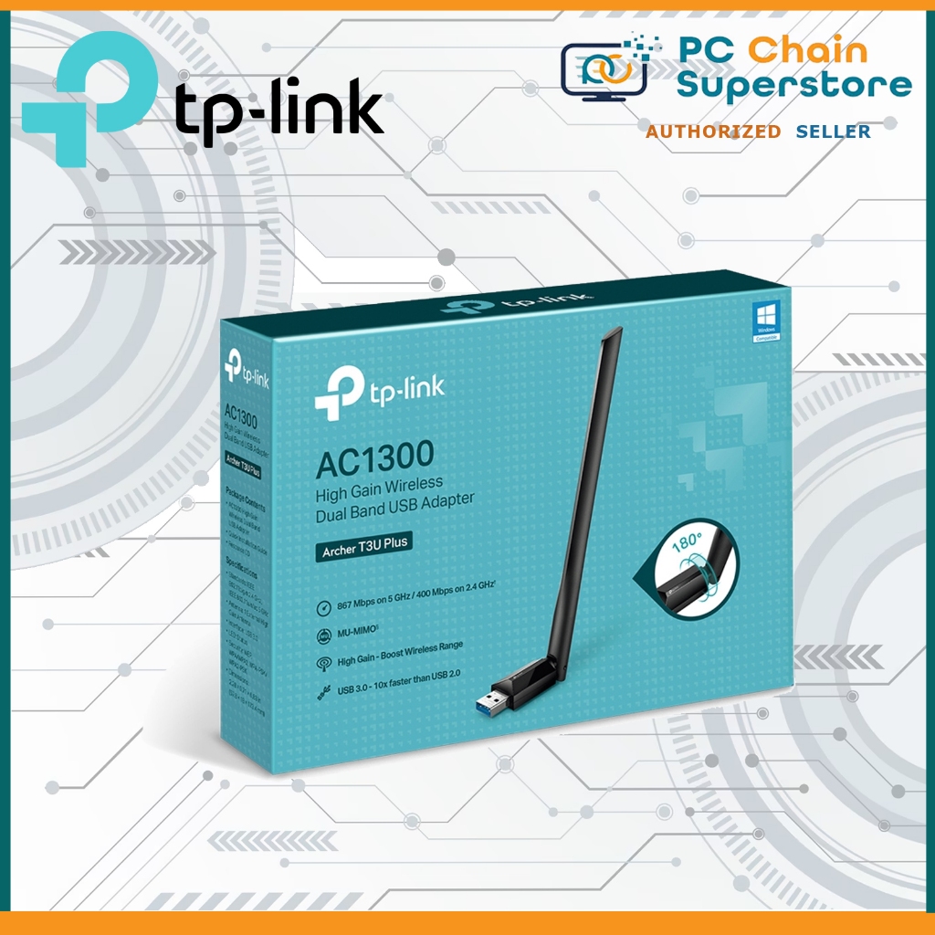 Tp-Link Archer T3U Plus AC1300 High Gain Wireless Dual Band USB Adapter ...