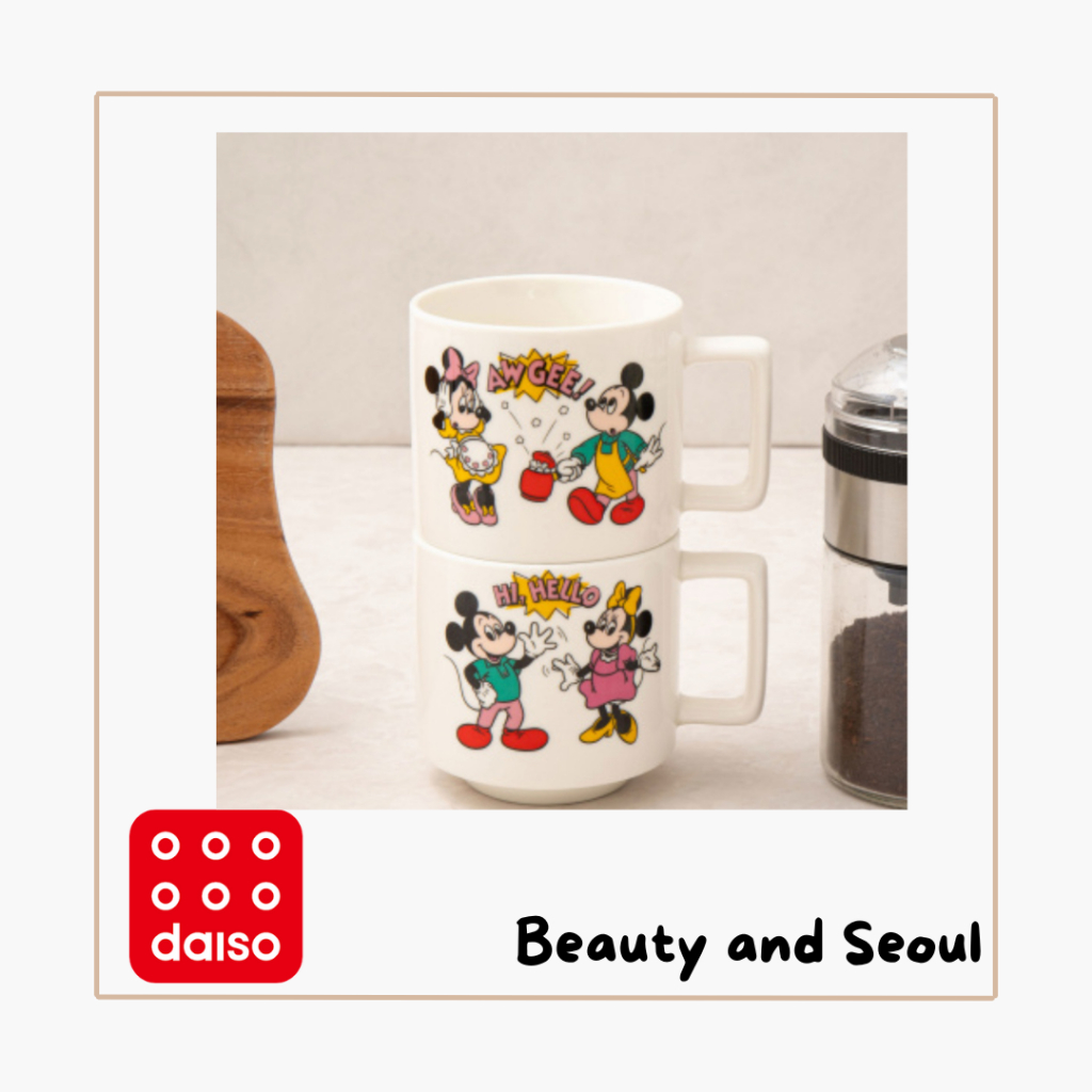 DAISO KOREA - Mickey Minnie Square Handle Mug 350ml | Shopee Singapore