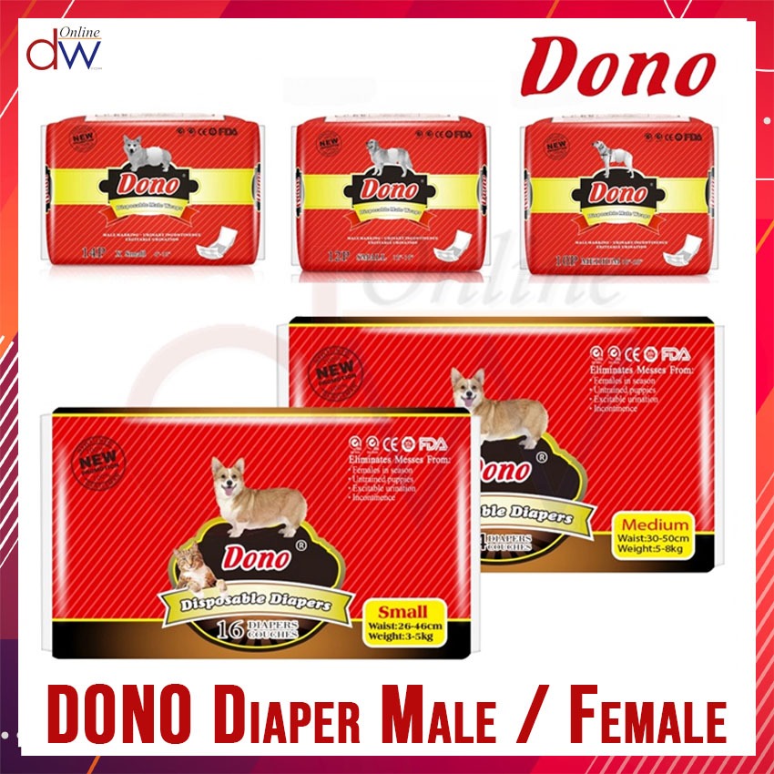 Dono Disposable Diaper Male Wraps / Female Diapers | Shopee Singapore