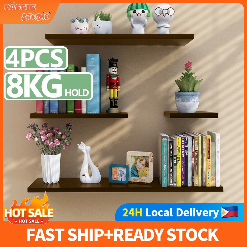 4PCS Wall Shelf Floating Wall-mounted Storage Divider Bookshelf Display ...