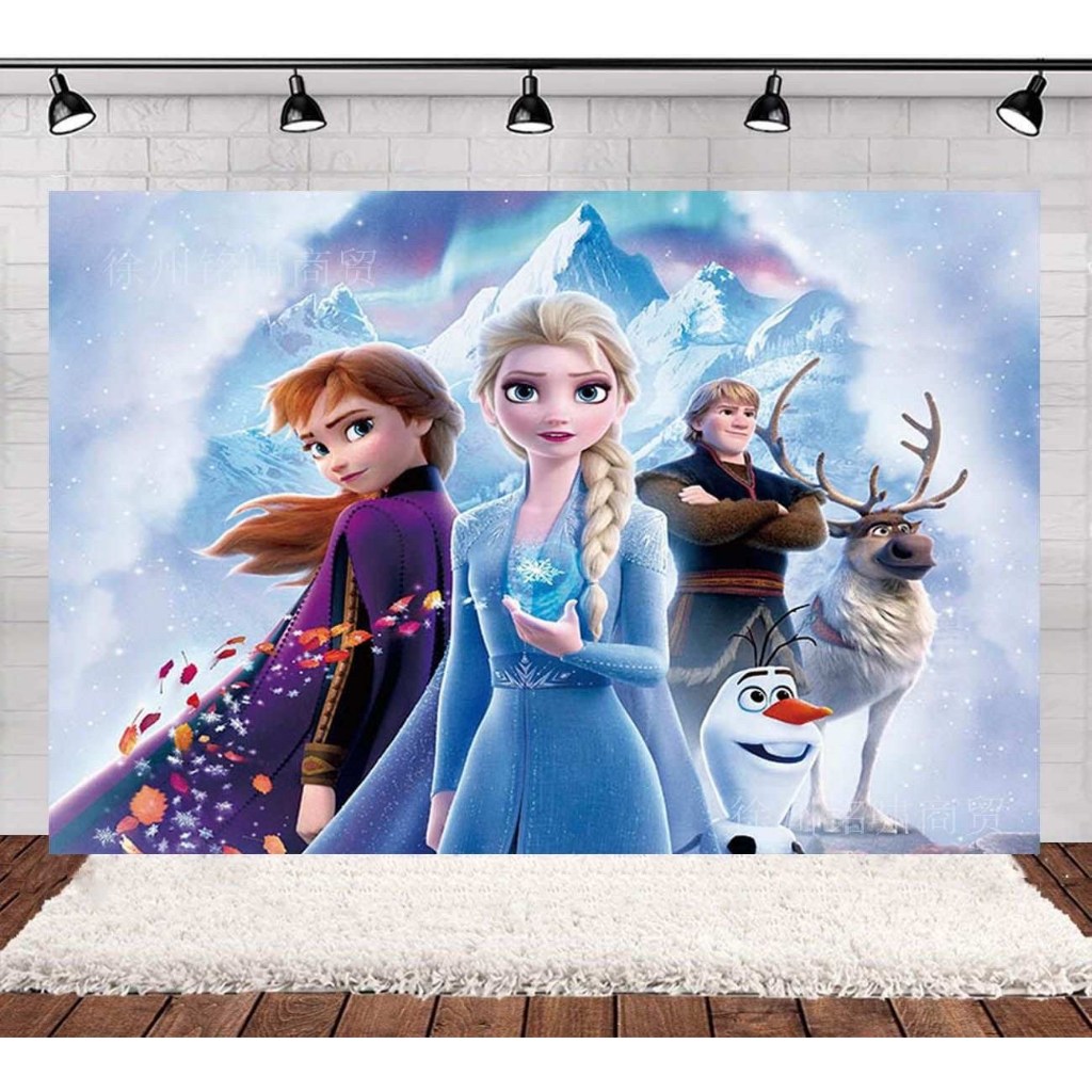 Disney Frozen 2 Party Backdrop Stand Photobooth Vinykl Cloth Children's ...