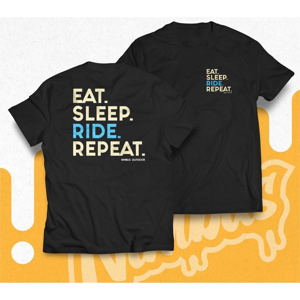 Flash !Eat Sleep Ride Repeat Drifit Cotton Black Round Neck Bike T ...