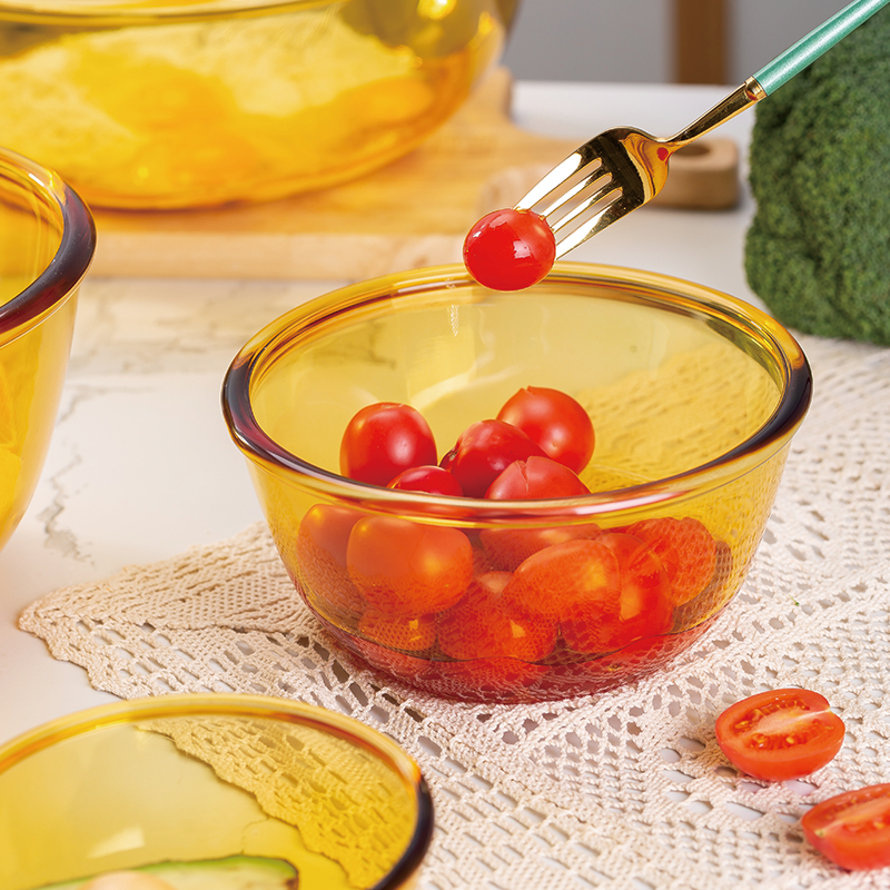 MS GLASS Bowl amber high boron glass bowl salad bowl heat-resistant ...