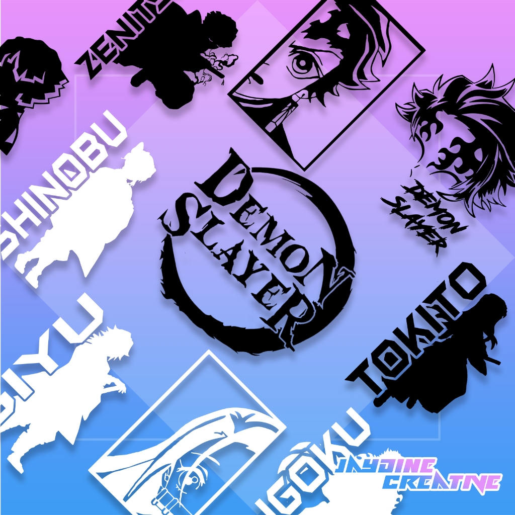 Demon Slayer Decal black & white Cut-out Sticker, Indoor Outdoor Vinyl ...