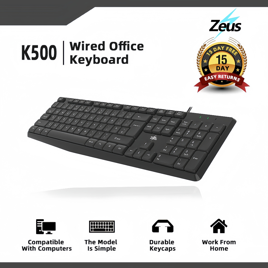 Zeus K500 ( SimpliCity ) Wired Keyboard For Office / Gaming 104 Keys ...