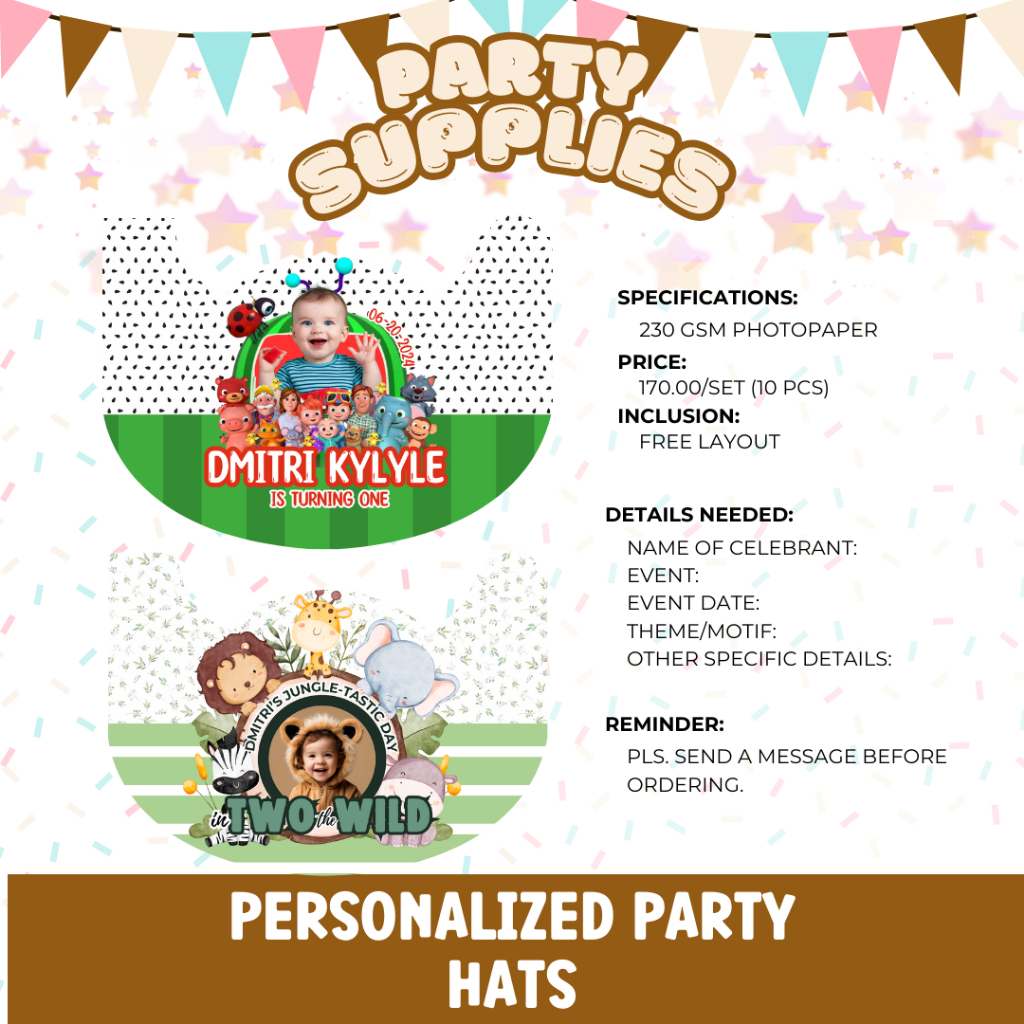Personalized Birthday Party Hats - Customizable Decorations for Kids ...
