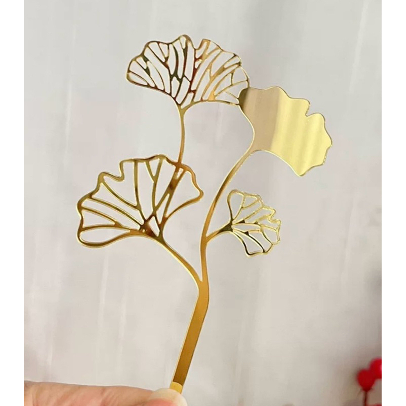 4 piece gingko on 1 stem acrylic cake topper | Shopee Singapore