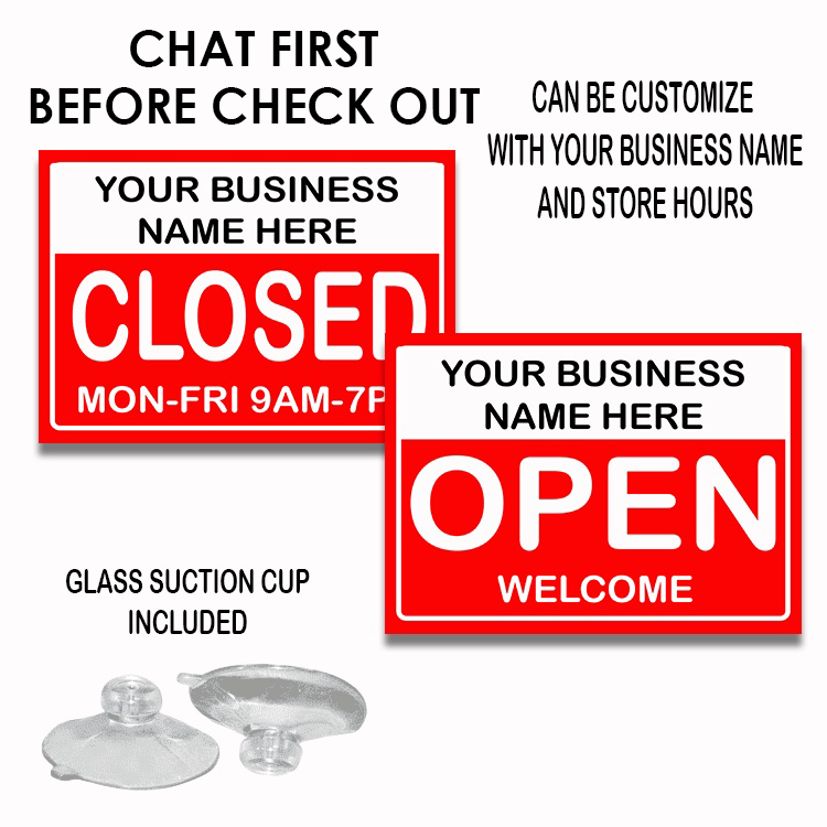 OPEN CLOSE PVC SIGNAGE CAN BE CUSTOMISE WEATHER PROOF FREE GLASS ...
