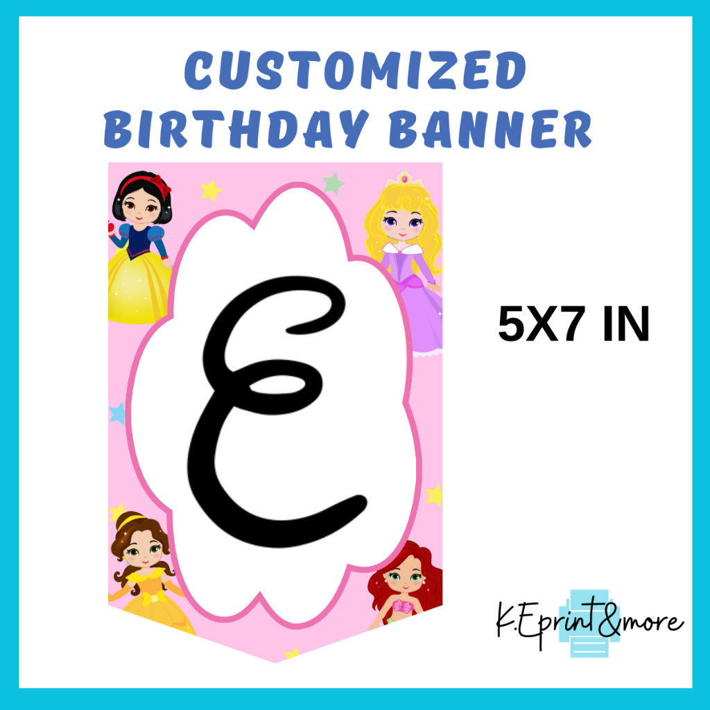 PRINCESS THEME CUSTOMIZED BIRTHDAY BANNER NAME (PER LETTER) | Shopee ...