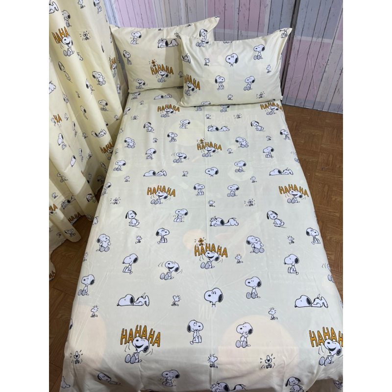 (SNOOPY) 3in1 RL FULLY GARTERIZED CANADIAN BEDSHEETS SNOOPY | Shopee ...