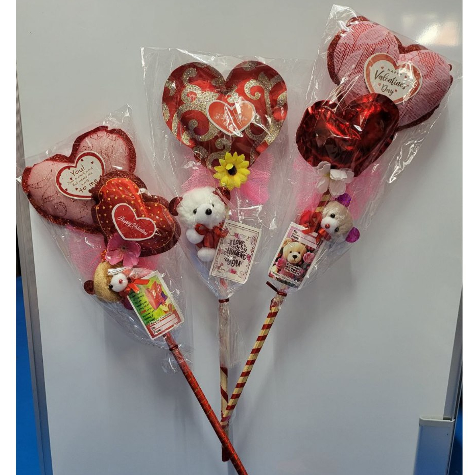 Valentine's Gift - Red Heart Sticks w/ Little Bear & Gift Card (Big ...