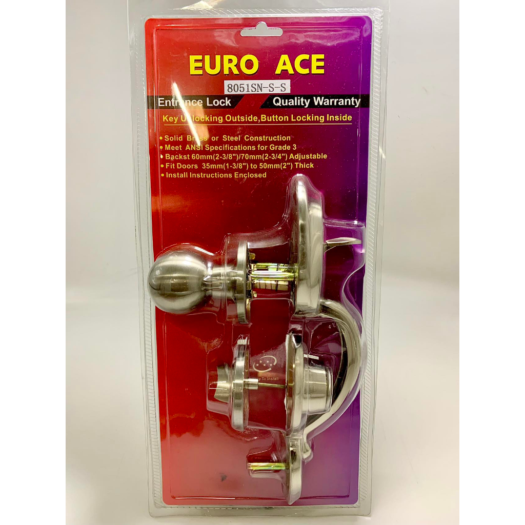 EURO ACE Entrance Lock 8051 SN-SS (SINGLE) (SILVER) | Shopee Singapore