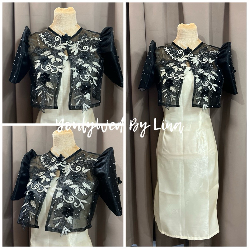 Modern Filipiniana Bolero Croptop With Inner (Mestisa Sleeve) | Shopee ...