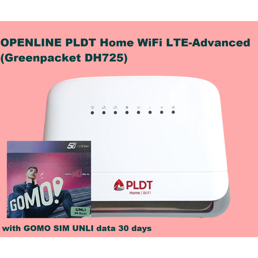 OPENLINE Smart Bro Home Prepaid WiFi LTE-Advanced (Greenpacket DH725) with GOMO SIM UNLI data 30 ...