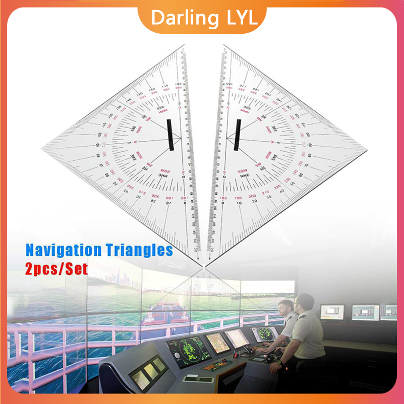 2Pcs 300mm Chart Drawing Triangle Ruler for Ship Drawing Large-Scale ...