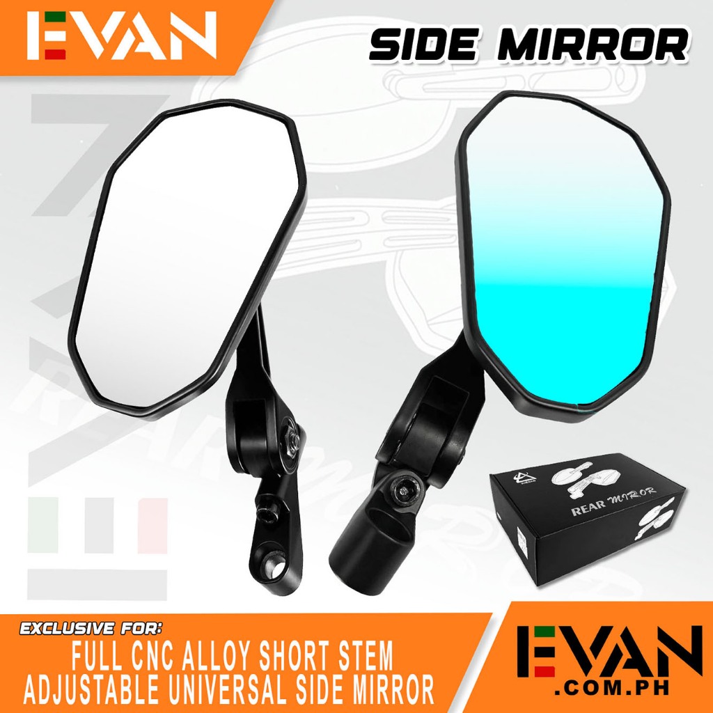 FULL CNC ALLOY WHITE AND BLUE LEND ADJUSTABLE SIDE MIRROR | Shopee ...