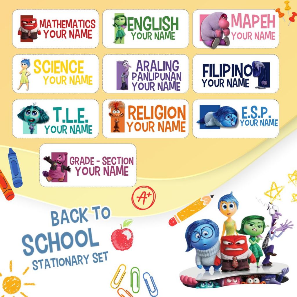 INSIDE OUT NAME SUBJECT STICKER FOR NOTEBOOK LABEL | Shopee Singapore