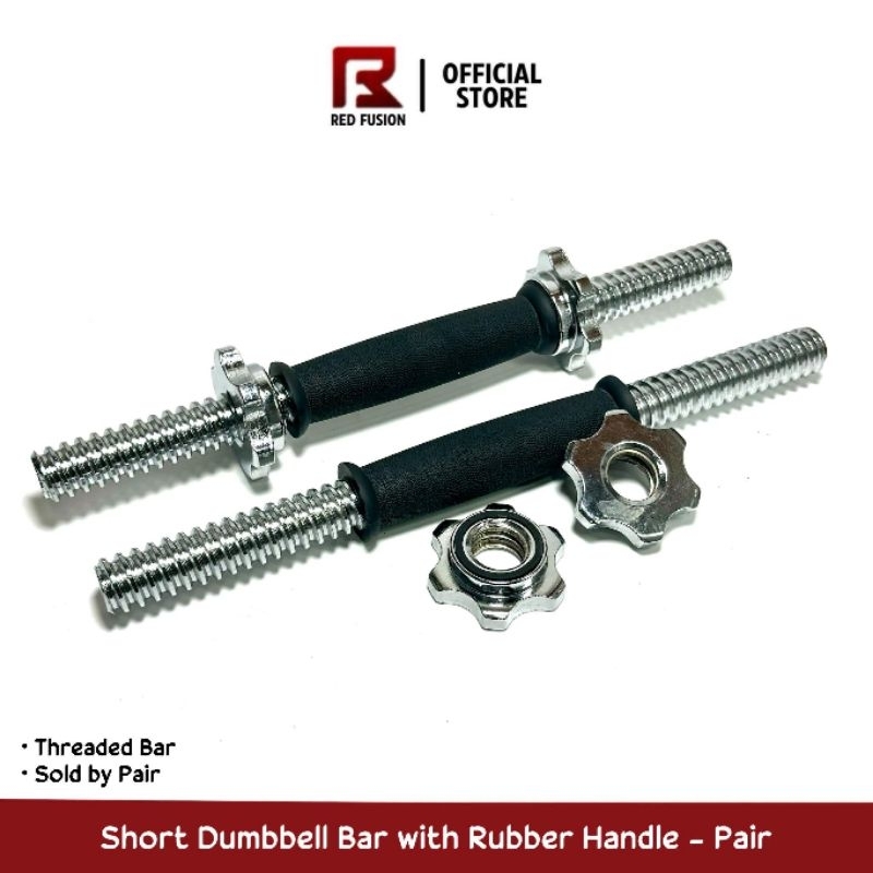 PAIR Rubber Dumbbell Short Bar Threaded Dumbbell Handles/Adjustable ...