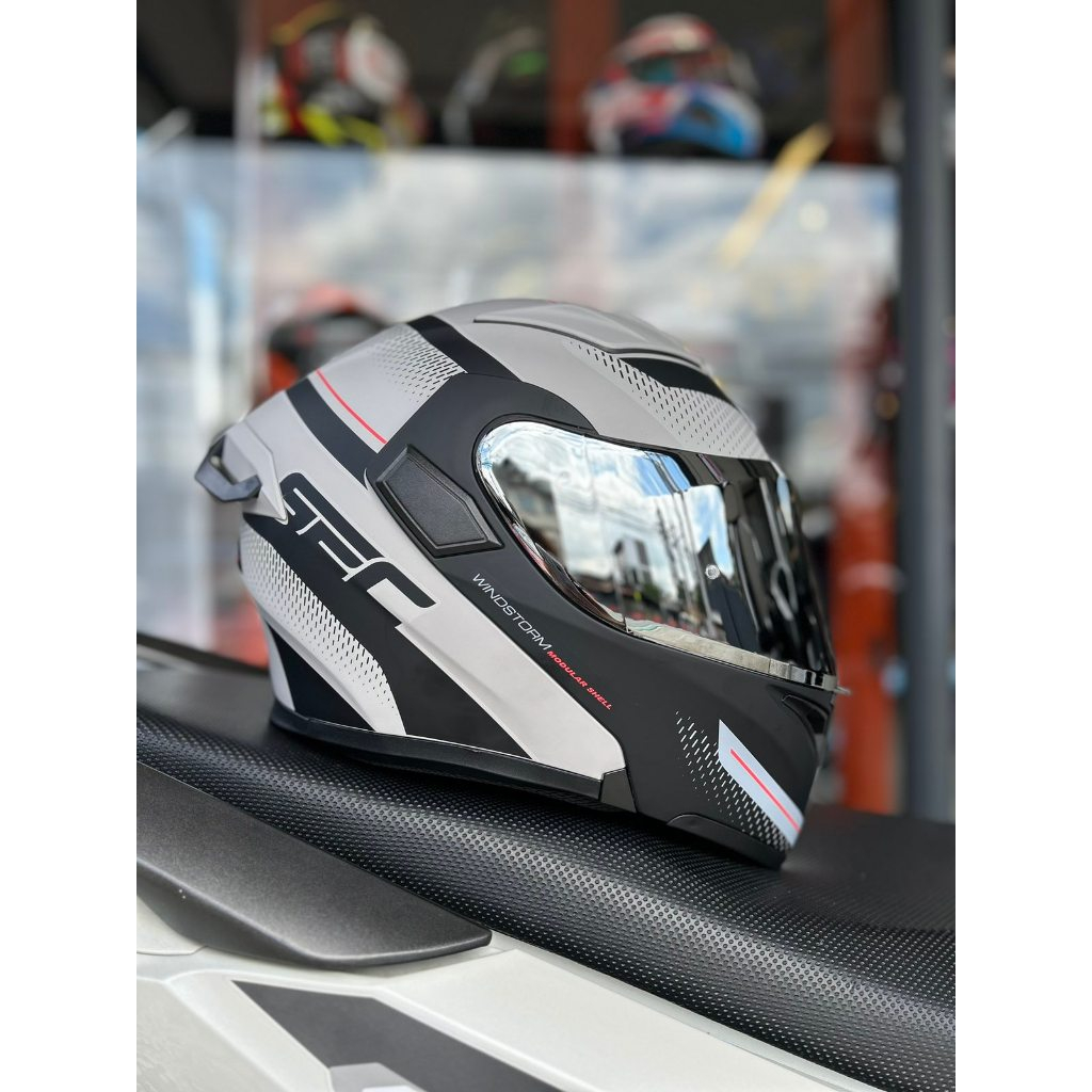 SEC WHIRLWIND-STRONG MODULAR HELMET DUAL VISOR (FREE CLEAR LENS ...