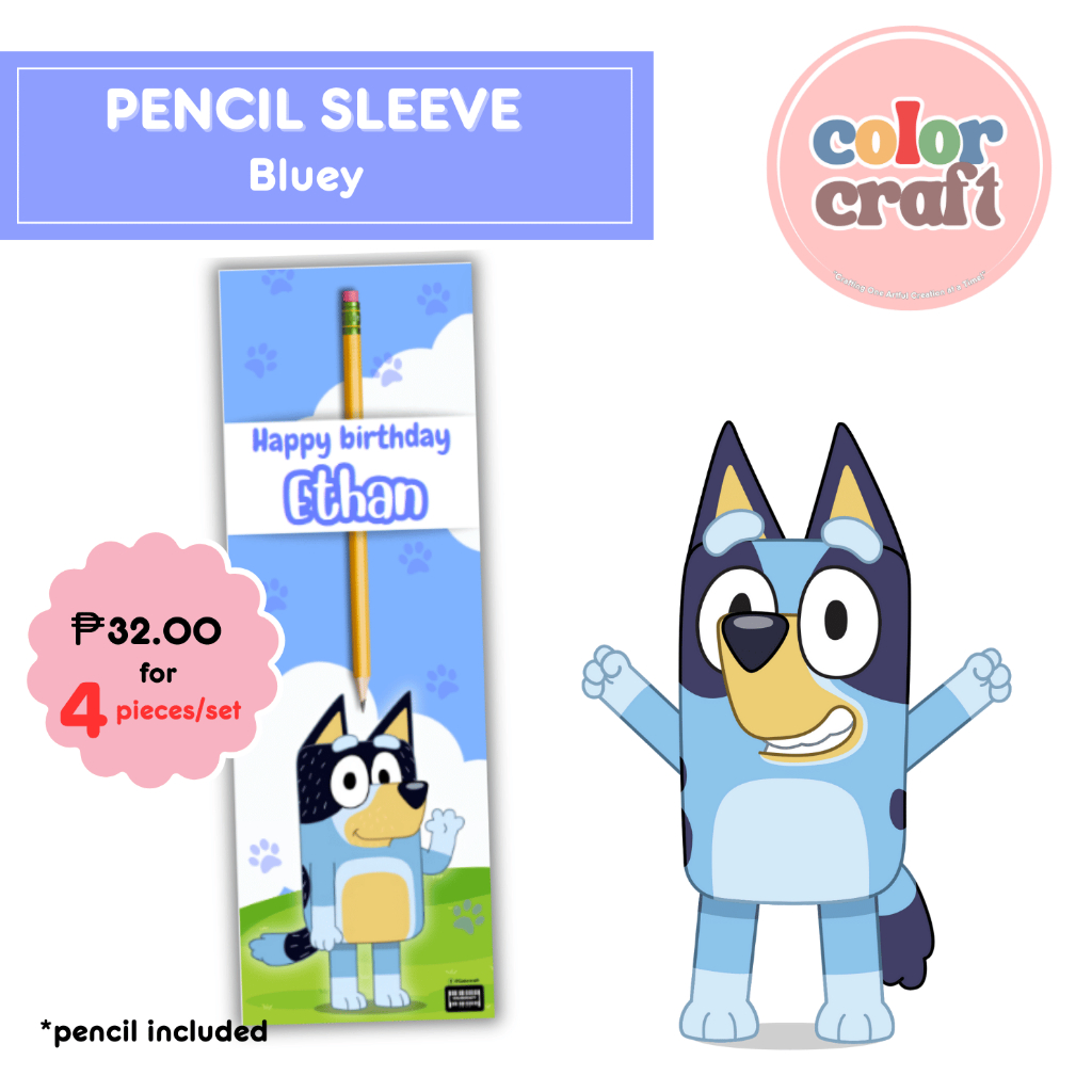 BLUEY BIRTHDAY PENCIL SLEEVE l GIVEAWAY l SOUVENIR SET OF 4 (PENCIL ...