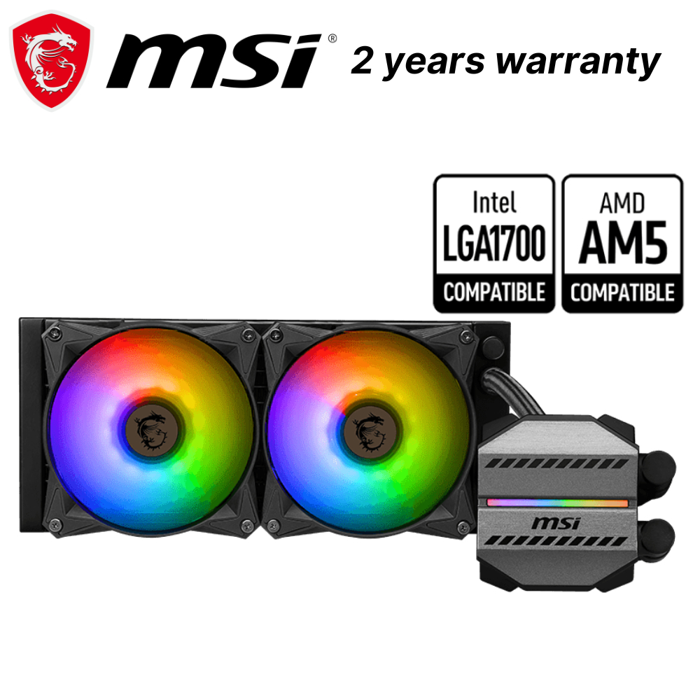 MSI CPU Cooler Fan MAG Coreliquid M240 ARGB Aluminum Two Ball Liquid ...