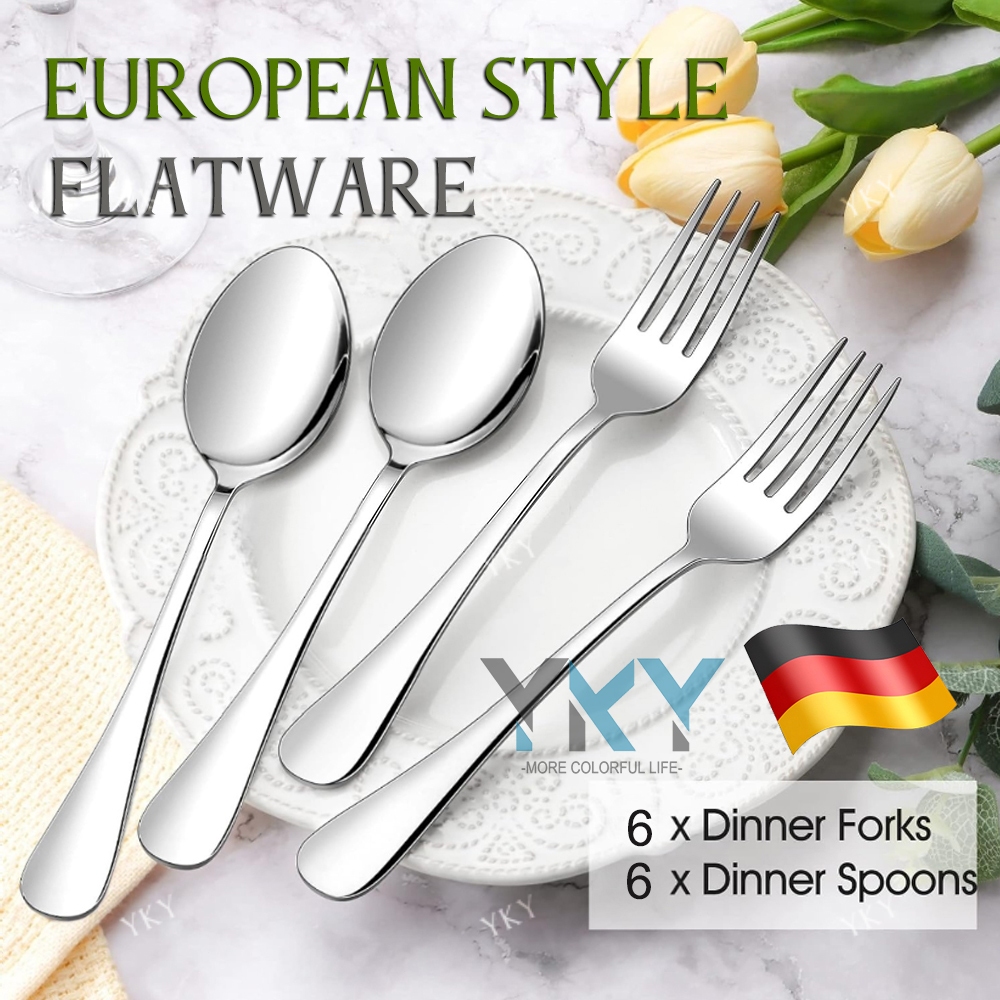 Elegant Cutlery Dinner Spoon and Fork Set Makapal Stainless Steel ...