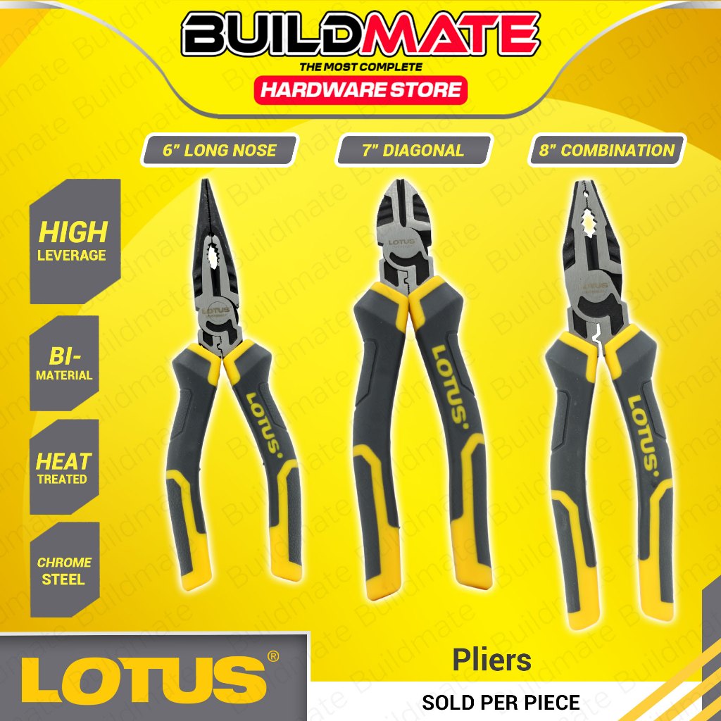 BUILDMATE Lotus High Leverage Long Nose Diagonal Combination Pliers 6 ...