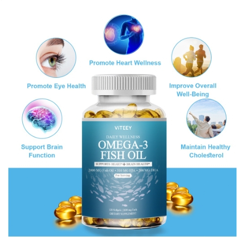 VITEEY Fish Oil Supplement - Omega 3 Capsules, Rich DHA & EPA for Heart ...